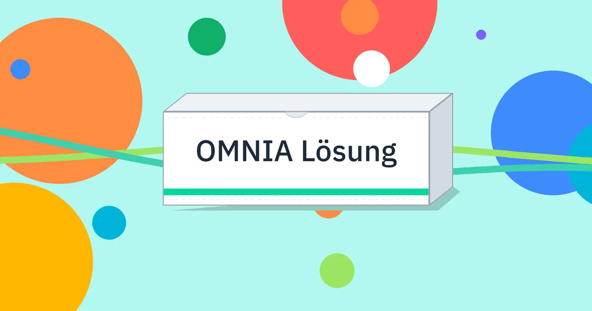Symbolbild: Packung mit der Aufschrift OMNIA Lösung (PZN 04891763) – Verfügbarkeit und Bezug in Apotheken in Frankfurt am Main