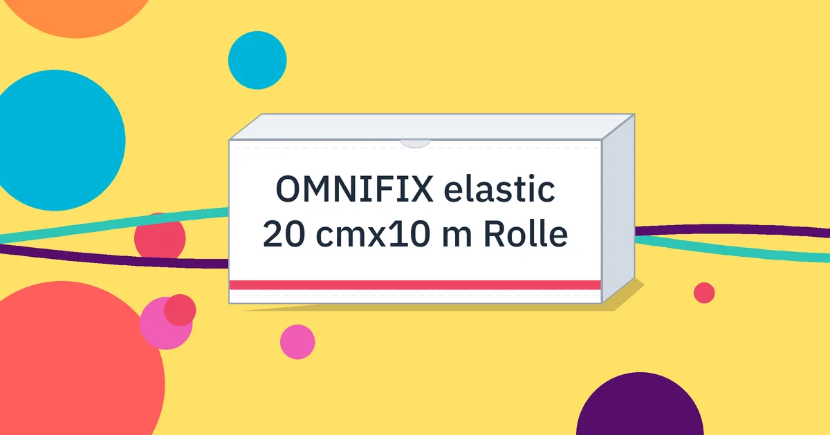 Symbolbild: Packung mit der Aufschrift OMNIFIX elastic 20 cmx10 m Rolle (PZN 00255622) – Verfügbarkeit und Bezug in Apotheken in Frankfurt am Main