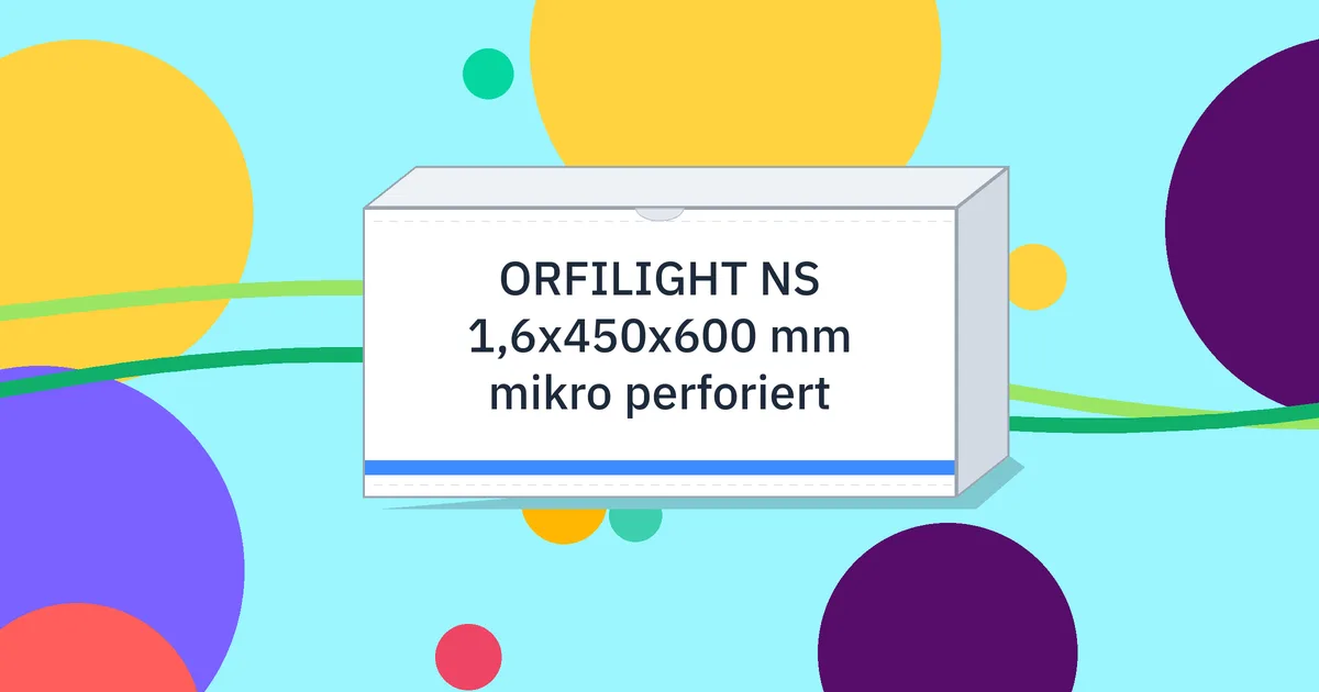 Symbolbild: Packung mit der Aufschrift ORFILIGHT NS 1,6x450x600 mm mikro perforiert (PZN 19396986) – Verfügbarkeit und Bezug in Apotheken in Frankfurt am Main