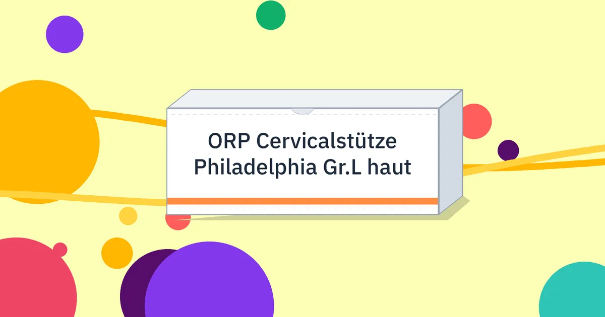 Symbolbild: Packung mit der Aufschrift ORP Cervicalstütze Philadelphia Gr.L haut (PZN 04900976) – Verfügbarkeit und Bezug in Apotheken in Frankfurt am Main