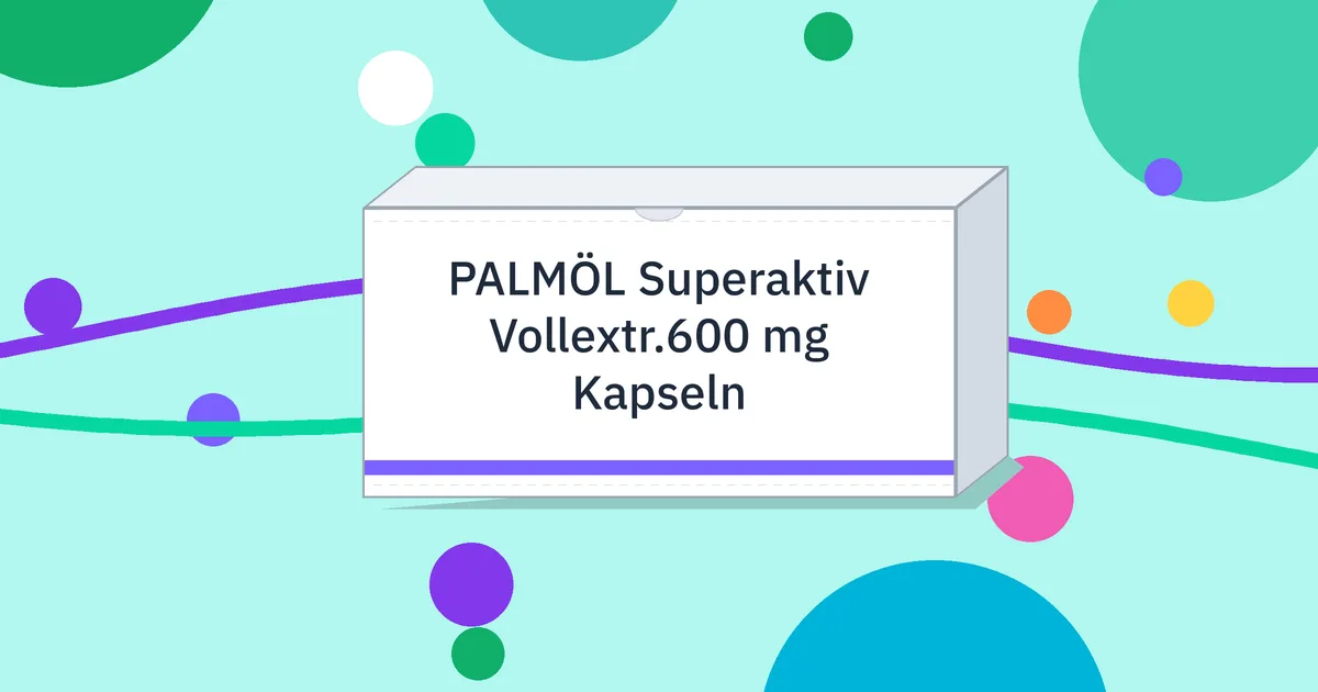 Symbolbild: Packung mit der Aufschrift PALMÖL Superaktiv Vollextr.600 mg Kapseln (PZN 13695759) – Verfügbarkeit und Bezug in Apotheken in Frankfurt am Main