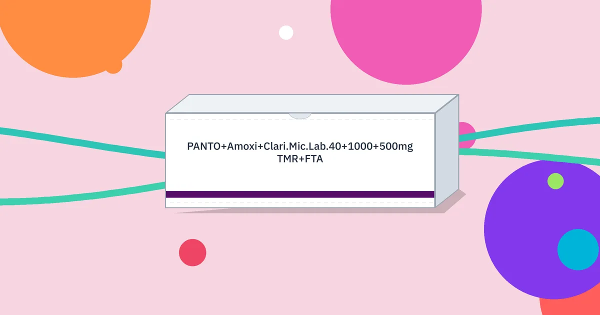 Symbolbild: Packung mit der Aufschrift PANTO+Amoxi+Clari.Mic.Lab.40+1000+500mg TMR+FTA (PZN 19520127) – Verfügbarkeit und Bezug in Apotheken in Frankfurt am Main