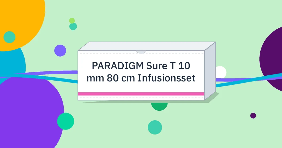 Symbolbild: Packung mit der Aufschrift PARADIGM Sure T 10 mm 80 cm Infusionsset (PZN 05458643) – Verfügbarkeit und Bezug in Apotheken in Frankfurt am Main