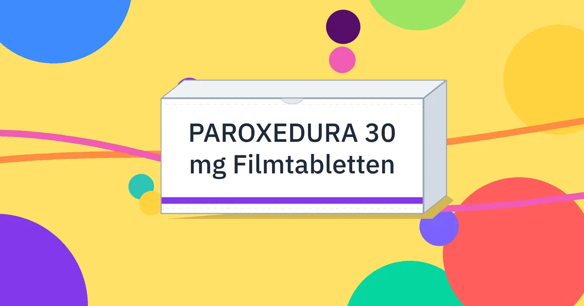 Symbolbild: Packung mit der Aufschrift PAROXEDURA 30 mg Filmtabletten (PZN 00686635) – Verfügbarkeit und Bezug in Apotheken in Frankfurt am Main