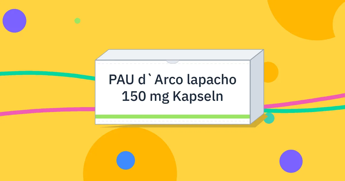 Symbolbild: Packung mit der Aufschrift PAU d`Arco lapacho 150 mg Kapseln (PZN 18216628) – Verfügbarkeit und Bezug in Apotheken in Frankfurt am Main