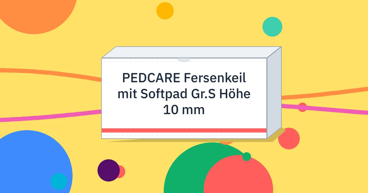 Symbolbild: Packung mit der Aufschrift PEDCARE Fersenkeil mit Softpad Gr.S Höhe 10 mm (PZN 13964260) – Verfügbarkeit und Bezug in Apotheken in Frankfurt am Main