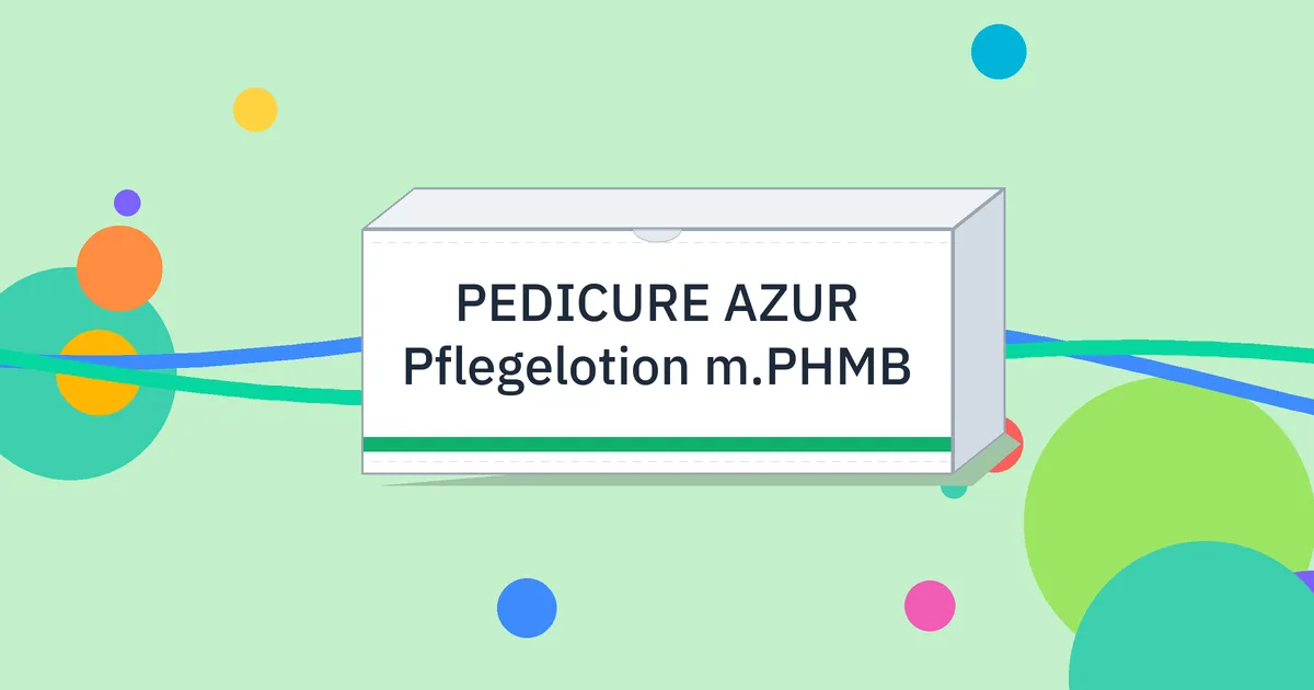 Symbolbild: Packung mit der Aufschrift PEDICURE AZUR Pflegelotion m.PHMB (PZN 06903217) – Verfügbarkeit und Bezug in Apotheken in Frankfurt am Main