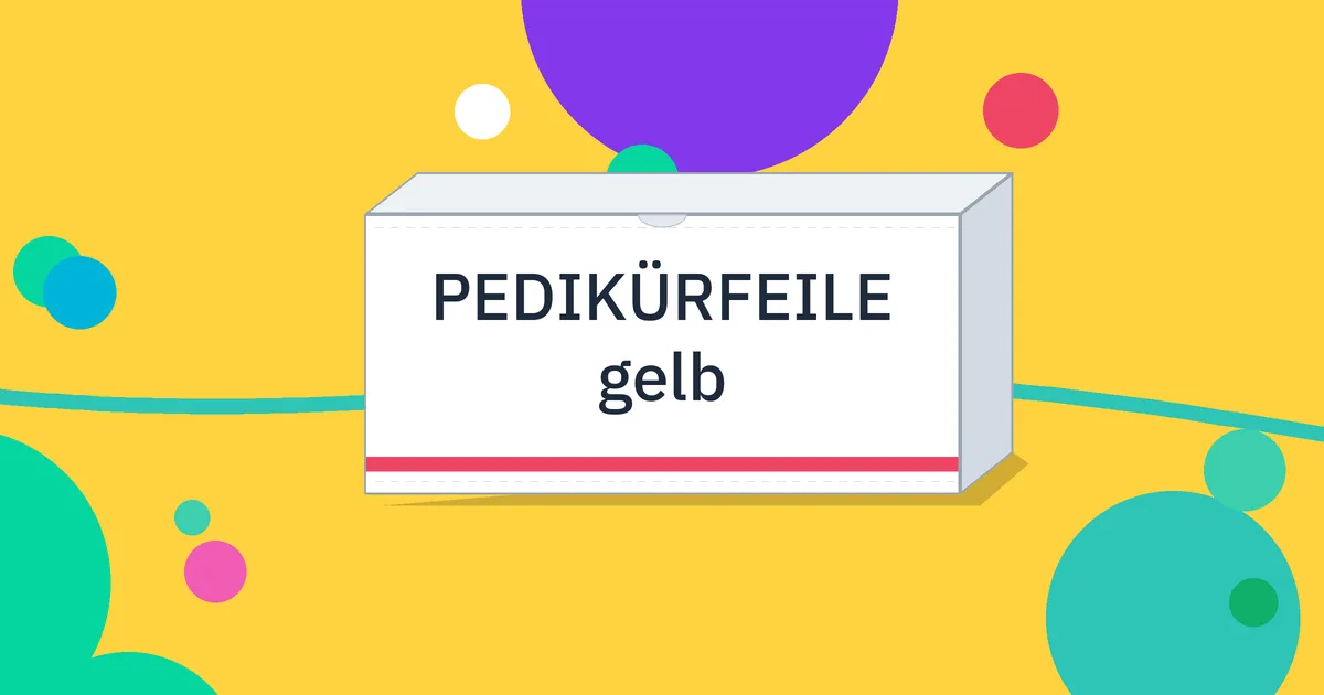 Symbolbild: Packung mit der Aufschrift PEDIKÜRFEILE gelb (PZN 01523125) – Verfügbarkeit und Bezug in Apotheken in Frankfurt am Main