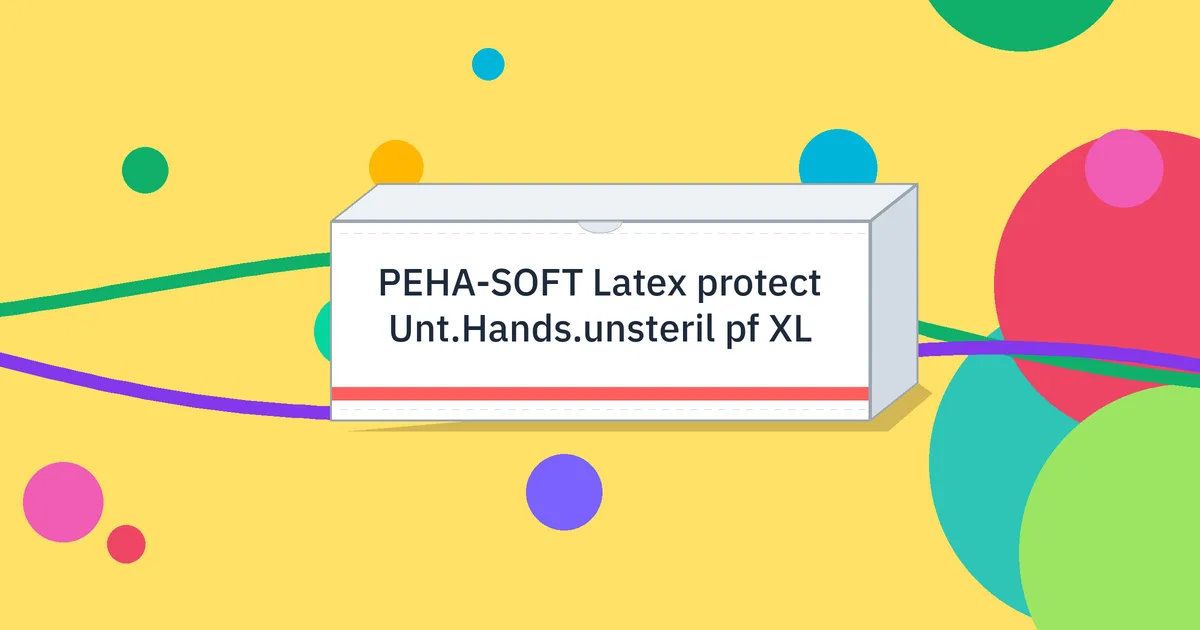 Symbolbild: Packung mit der Aufschrift PEHA-SOFT Latex protect Unt.Hands.unsteril pf XL (PZN 18605726) – Verfügbarkeit und Bezug in Apotheken in Frankfurt am Main