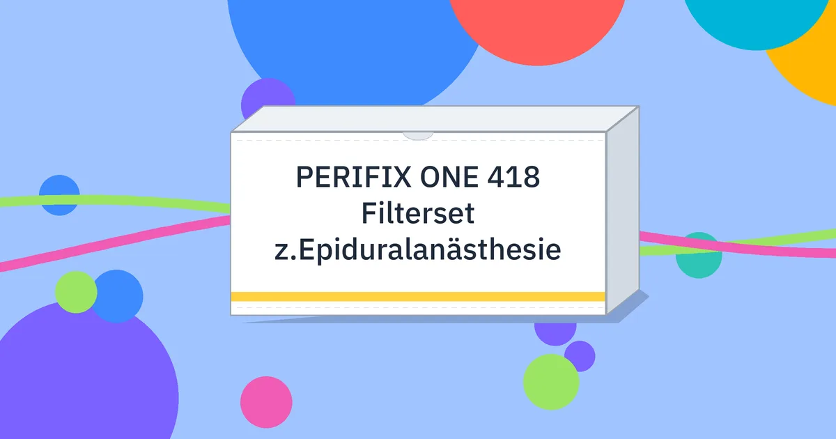 Symbolbild: Packung mit der Aufschrift PERIFIX ONE 418 Filterset z.Epiduralanästhesie (PZN 06862990) – Verfügbarkeit und Bezug in Apotheken in Frankfurt am Main