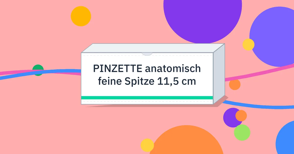 Symbolbild: Packung mit der Aufschrift PINZETTE anatomisch feine Spitze 11,5 cm (PZN 19978582) – Verfügbarkeit und Bezug in Apotheken in Frankfurt am Main