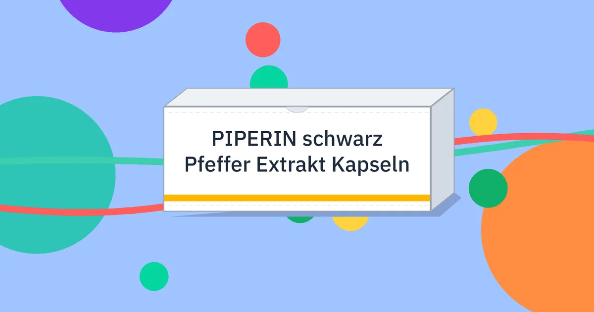 Symbolbild: Packung mit der Aufschrift PIPERIN schwarz Pfeffer Extrakt Kapseln (PZN 11169268) – Verfügbarkeit und Bezug in Apotheken in Frankfurt am Main