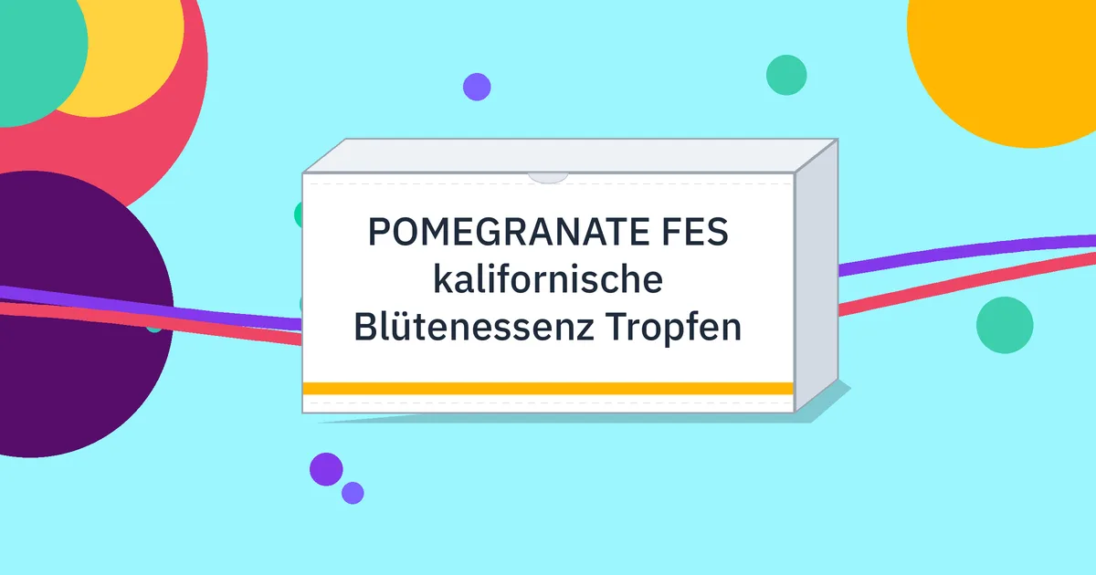 Symbolbild: Packung mit der Aufschrift POMEGRANATE FES kalifornische Blütenessenz Tropfen (PZN 09173759) – Verfügbarkeit und Bezug in Apotheken in Frankfurt am Main
