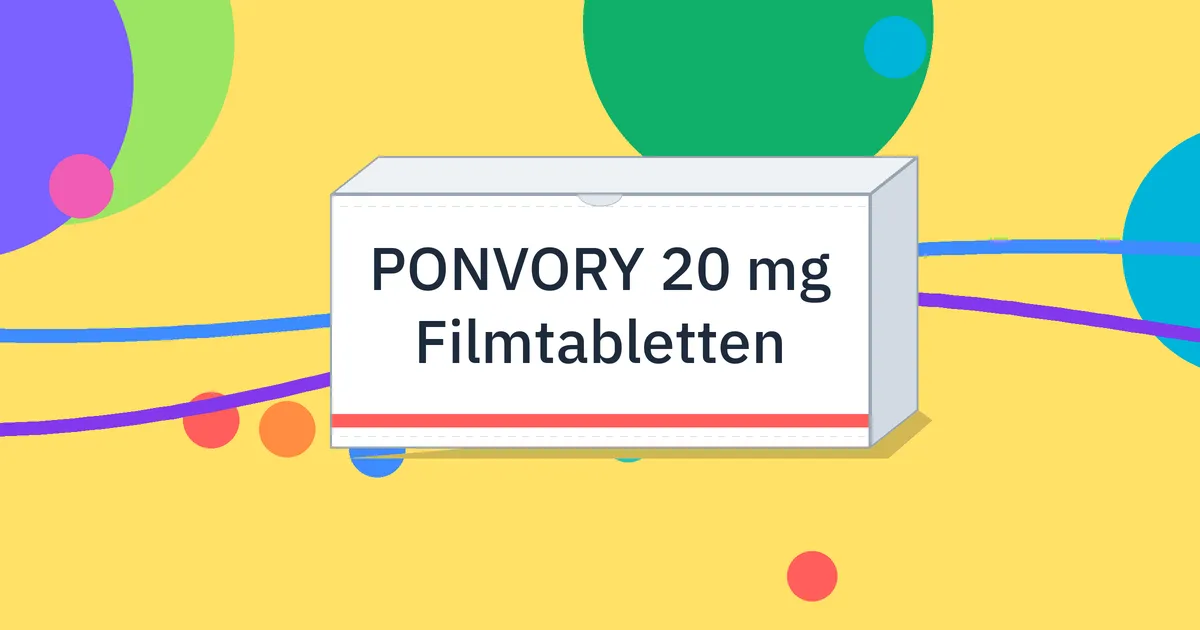 Symbolbild: Packung mit der Aufschrift PONVORY 20 mg Filmtabletten (PZN 19079286) – Verfügbarkeit und Bezug in Apotheken in Frankfurt am Main