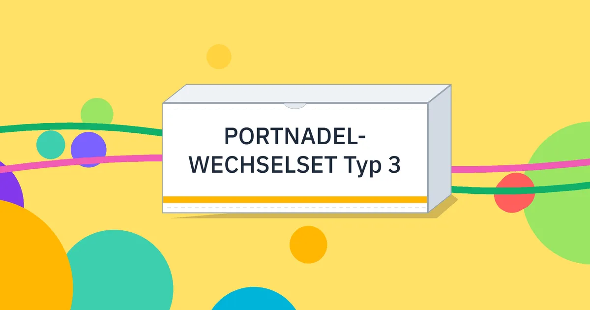Symbolbild: Packung mit der Aufschrift PORTNADEL-WECHSELSET Typ 3 (PZN 17579665) – Verfügbarkeit und Bezug in Apotheken in Frankfurt am Main