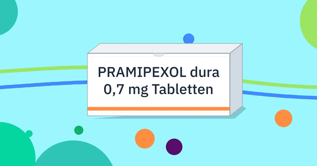 Symbolbild: Packung mit der Aufschrift PRAMIPEXOL dura 0,7 mg Tabletten (PZN 14177943) – Verfügbarkeit und Bezug in Apotheken in Frankfurt am Main