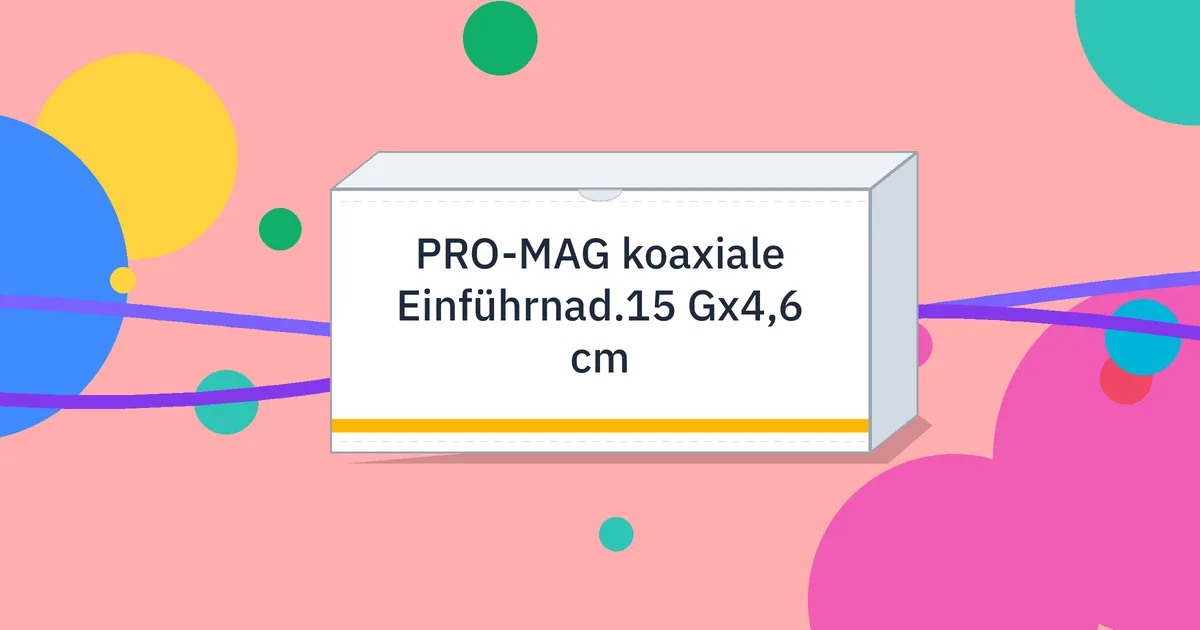 Symbolbild: Packung mit der Aufschrift PRO-MAG koaxiale Einführnad.15 Gx4,6 cm (PZN 06769084) – Verfügbarkeit und Bezug in Apotheken in Frankfurt am Main