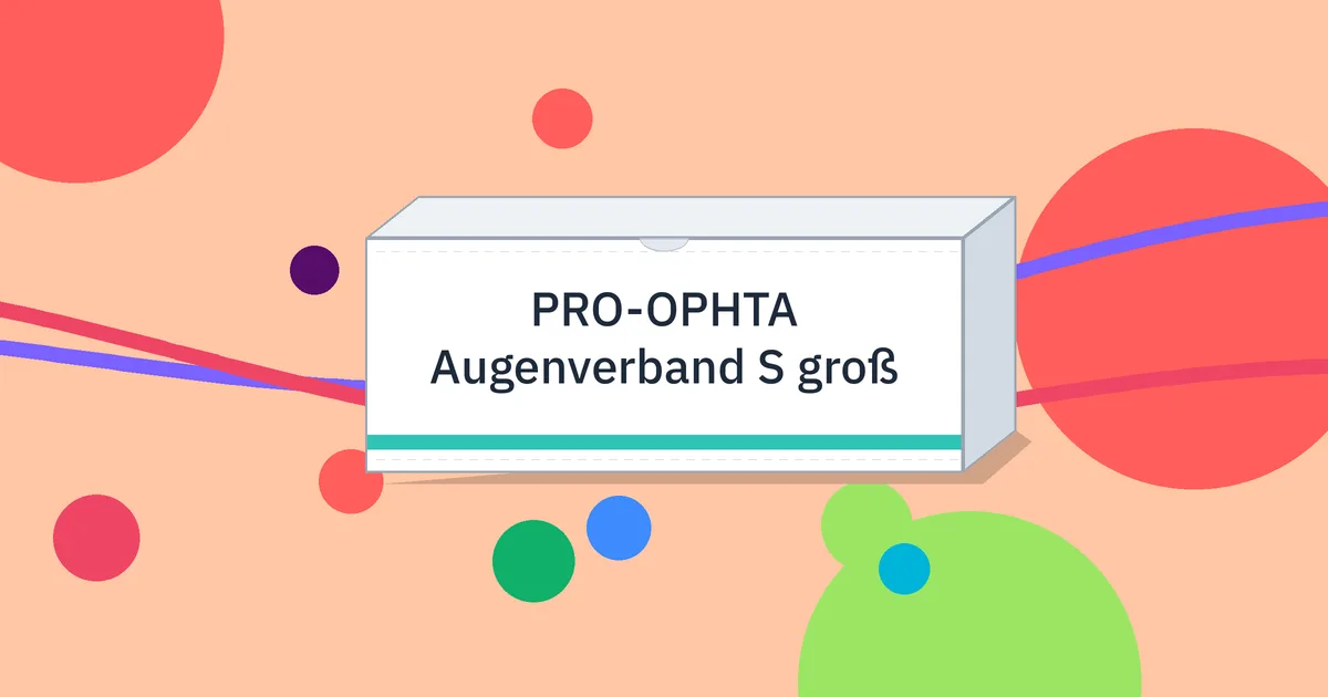 Symbolbild: Packung mit der Aufschrift PRO-OPHTA Augenverband S groß (PZN 18266129) – Verfügbarkeit und Bezug in Apotheken in Frankfurt am Main