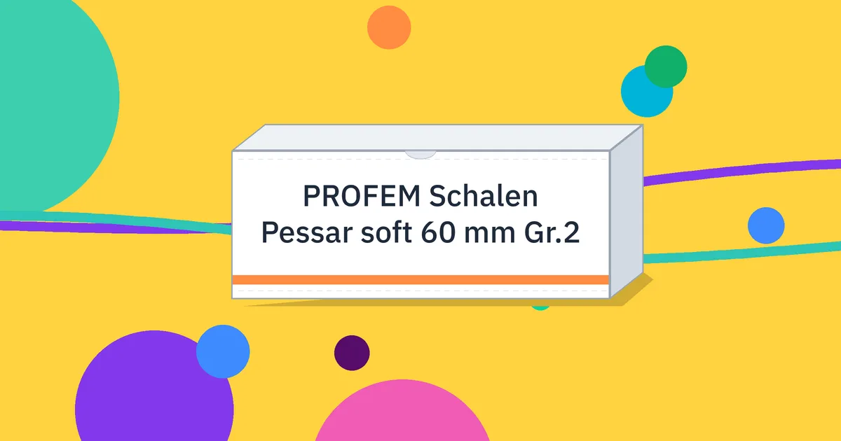 Symbolbild: Packung mit der Aufschrift PROFEM Schalen Pessar soft 60 mm Gr.2 (PZN 20394024) – Verfügbarkeit und Bezug in Apotheken in Frankfurt am Main