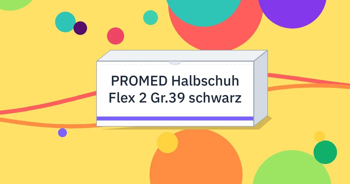 Symbolbild: Packung mit der Aufschrift PROMED Halbschuh Flex 2 Gr.39 schwarz (PZN 17918162) – Verfügbarkeit und Bezug in Apotheken in Frankfurt am Main
