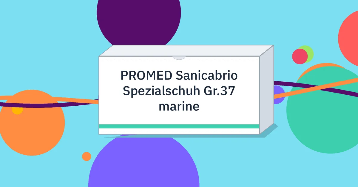 Symbolbild: Packung mit der Aufschrift PROMED Sanicabrio Spezialschuh Gr.37 marine (PZN 19274326) – Verfügbarkeit und Bezug in Apotheken in Frankfurt am Main