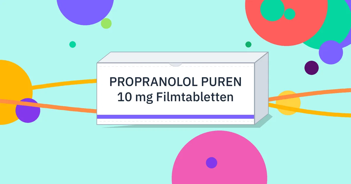 Symbolbild: Packung mit der Aufschrift PROPRANOLOL PUREN 10 mg Filmtabletten (PZN 16146510) – Verfügbarkeit und Bezug in Apotheken in Frankfurt am Main
