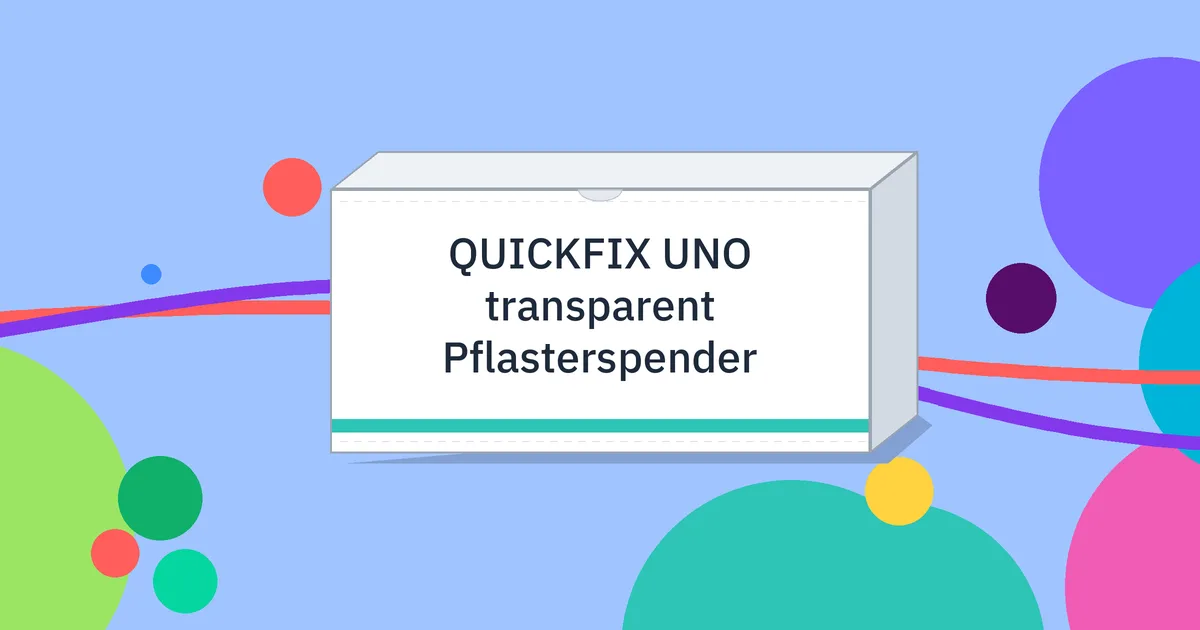 Symbolbild: Packung mit der Aufschrift QUICKFIX UNO transparent Pflasterspender (PZN 13360243) – Verfügbarkeit und Bezug in Apotheken in Frankfurt am Main