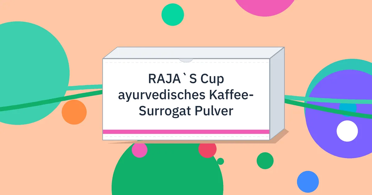 Symbolbild: Packung mit der Aufschrift RAJA`S Cup ayurvedisches Kaffee-Surrogat Pulver (PZN 14296091) – Verfügbarkeit und Bezug in Apotheken in Frankfurt am Main