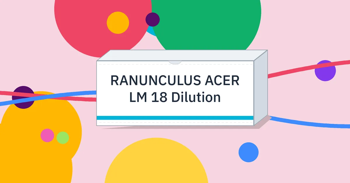 Symbolbild: Packung mit der Aufschrift RANUNCULUS ACER LM 18 Dilution (PZN 13675567) – Verfügbarkeit und Bezug in Apotheken in Frankfurt am Main