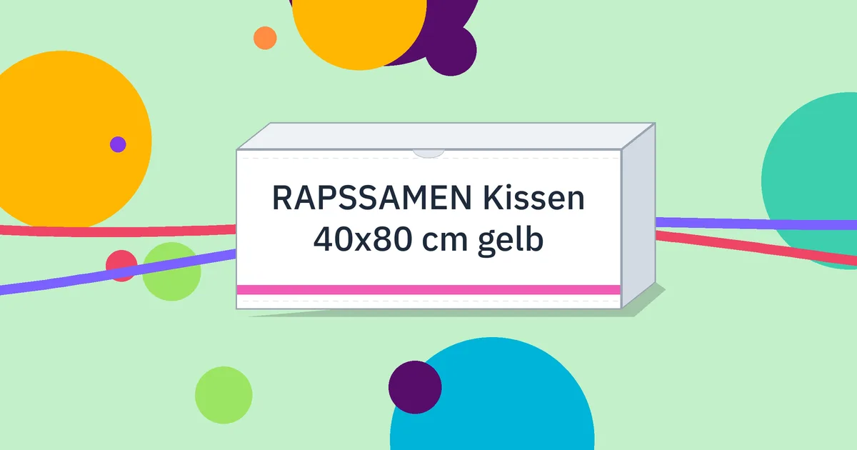 Symbolbild: Packung mit der Aufschrift RAPSSAMEN Kissen 40x80 cm gelb (PZN 05452735) – Verfügbarkeit und Bezug in Apotheken in Frankfurt am Main