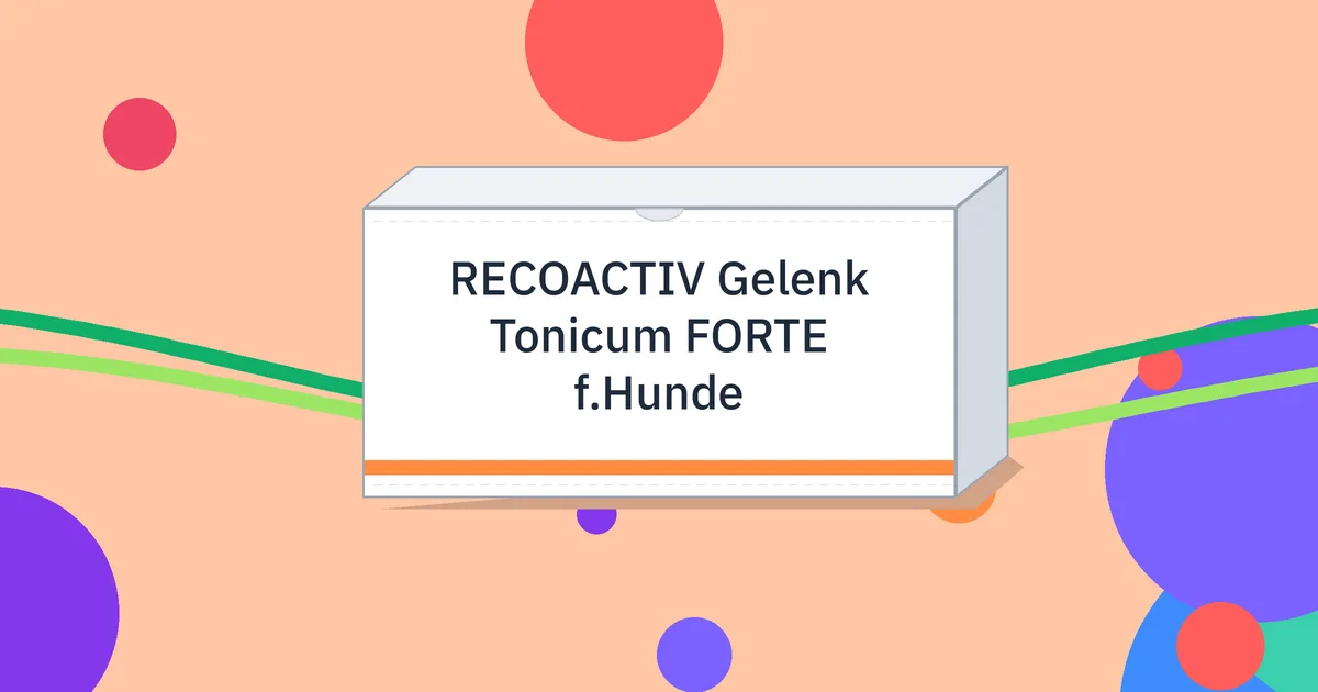 Symbolbild: Packung mit der Aufschrift RECOACTIV Gelenk Tonicum FORTE f.Hunde (PZN 17201843) – Verfügbarkeit und Bezug in Apotheken in Frankfurt am Main