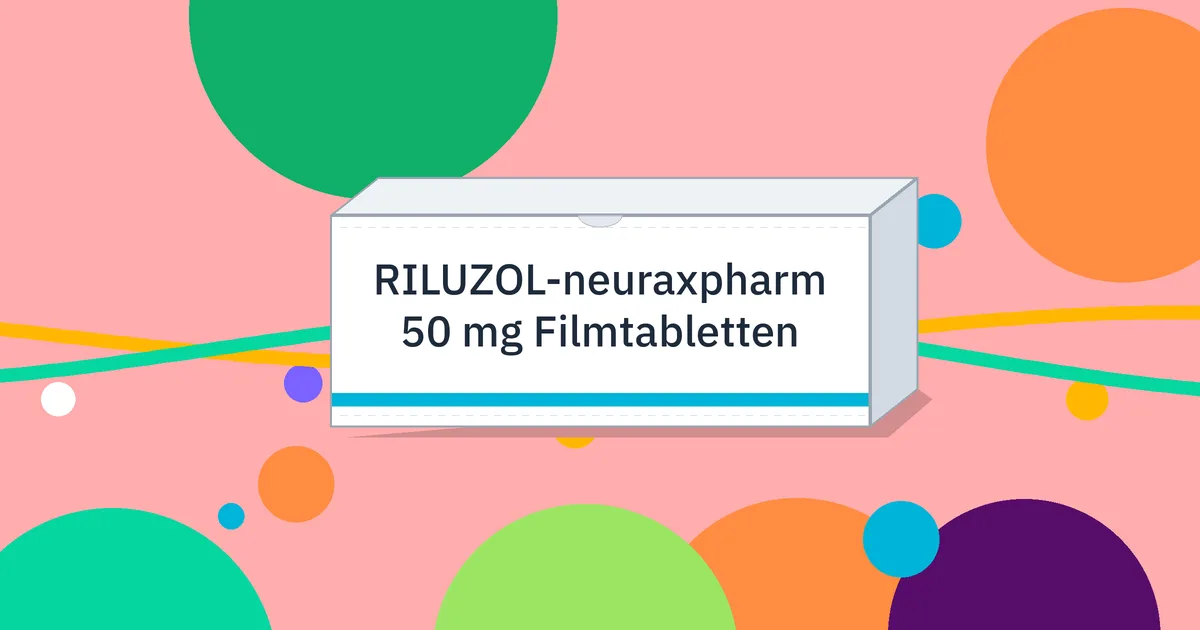 Symbolbild: Packung mit der Aufschrift RILUZOL-neuraxpharm 50 mg Filmtabletten (PZN 02496146) – Verfügbarkeit und Bezug in Apotheken in Frankfurt am Main