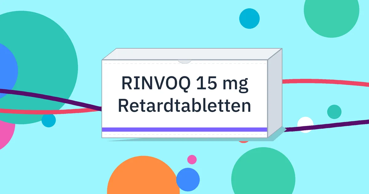Symbolbild: Packung mit der Aufschrift RINVOQ 15 mg Retardtabletten (PZN 16687795) – Verfügbarkeit und Bezug in Apotheken in Frankfurt am Main
