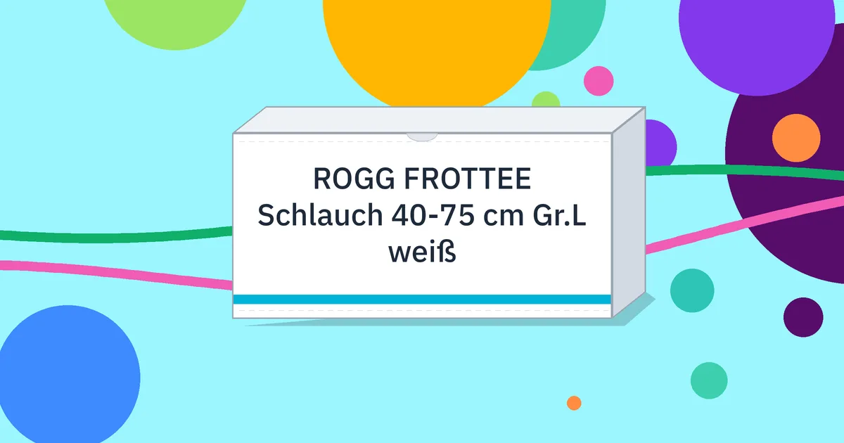 Symbolbild: Packung mit der Aufschrift ROGG FROTTEE Schlauch 40-75 cm Gr.L weiß (PZN 05963068) – Verfügbarkeit und Bezug in Apotheken in Frankfurt am Main
