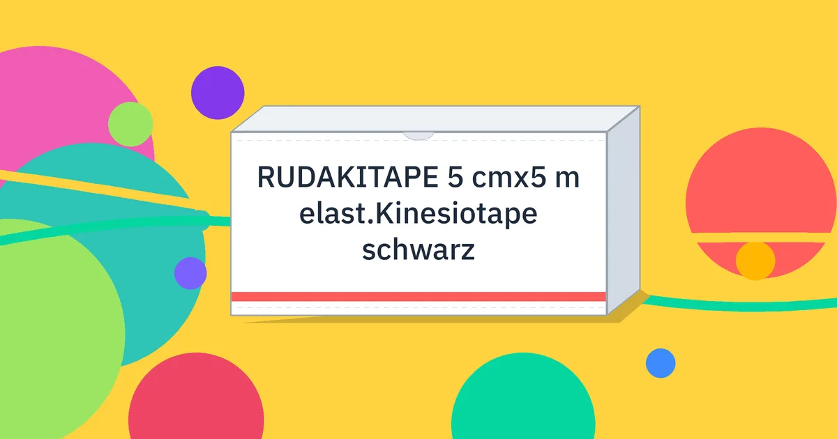 Symbolbild: Packung mit der Aufschrift RUDAKITAPE 5 cmx5 m elast.Kinesiotape schwarz (PZN 17985141) – Verfügbarkeit und Bezug in Apotheken in Frankfurt am Main