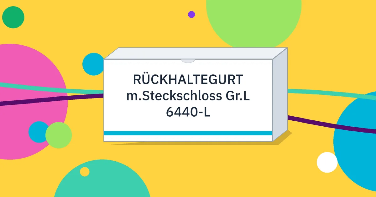 Symbolbild: Packung mit der Aufschrift RÜCKHALTEGURT m.Steckschloss Gr.L 6440-L (PZN 11570195) – Verfügbarkeit und Bezug in Apotheken in Frankfurt am Main
