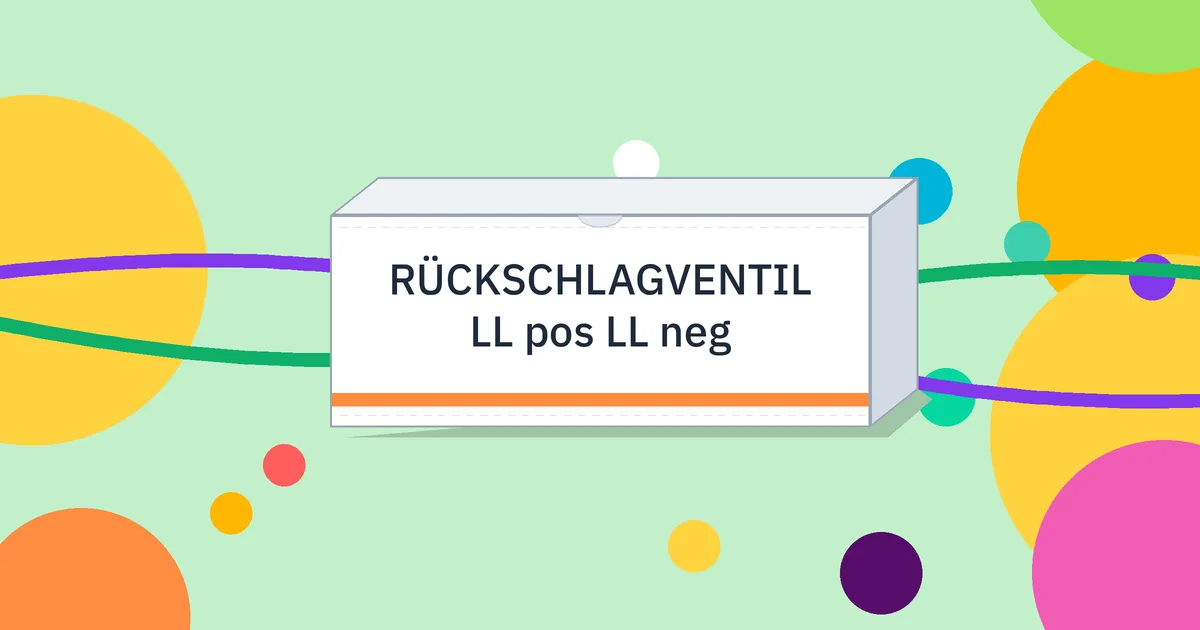 Symbolbild: Packung mit der Aufschrift RÜCKSCHLAGVENTIL LL pos LL neg (PZN 17487667) – Verfügbarkeit und Bezug in Apotheken in Frankfurt am Main