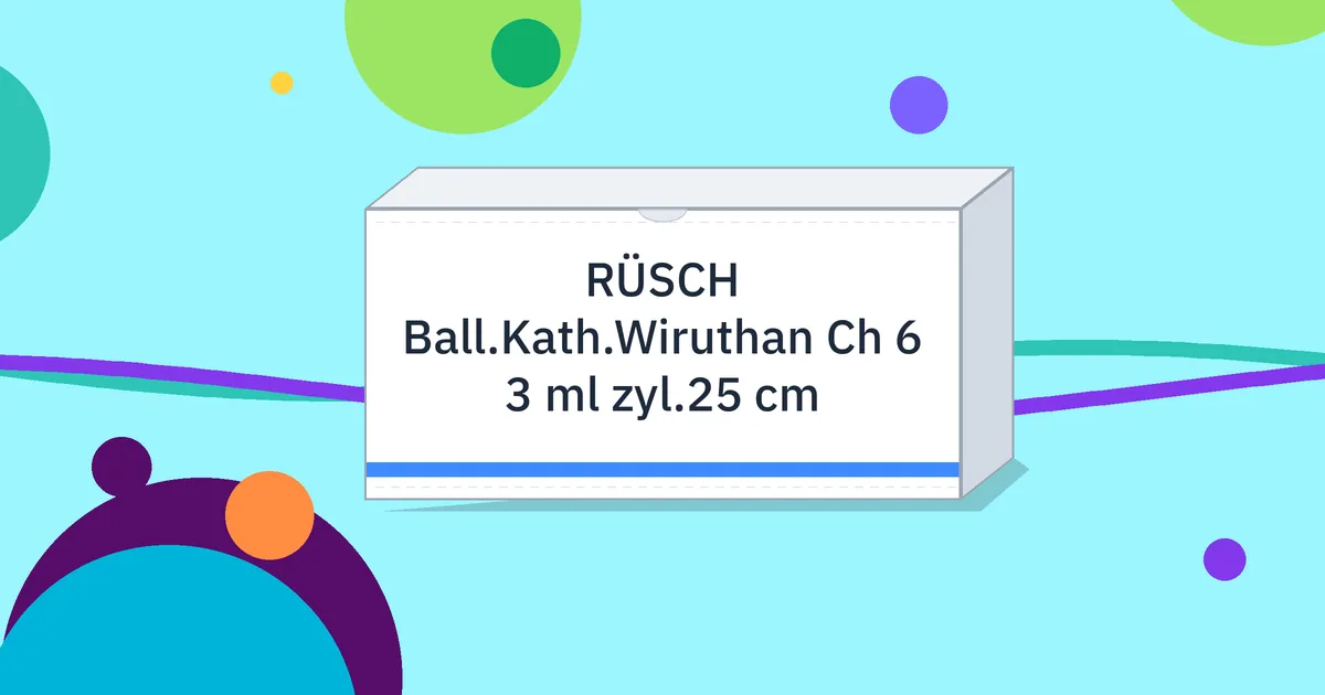 Symbolbild: Packung mit der Aufschrift RÜSCH Ball.Kath.Wiruthan Ch 6 3 ml zyl.25 cm (PZN 06187301) – Verfügbarkeit und Bezug in Apotheken in Frankfurt am Main