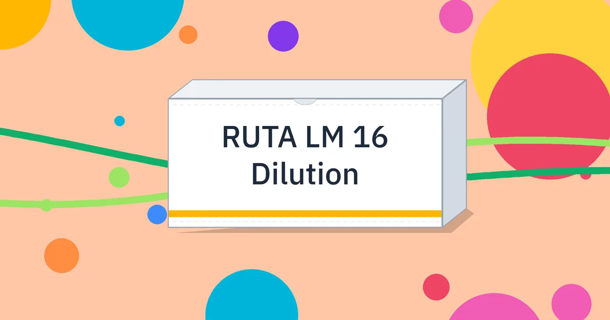 Symbolbild: Packung mit der Aufschrift RUTA LM 16 Dilution (PZN 13173742) – Verfügbarkeit und Bezug in Apotheken in Frankfurt am Main