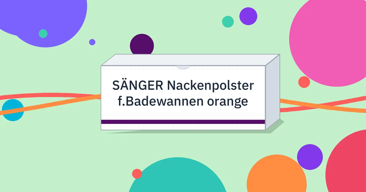 Symbolbild: Packung mit der Aufschrift SÄNGER Nackenpolster f.Badewannen orange (PZN 04115674) – Verfügbarkeit und Bezug in Apotheken in Frankfurt am Main