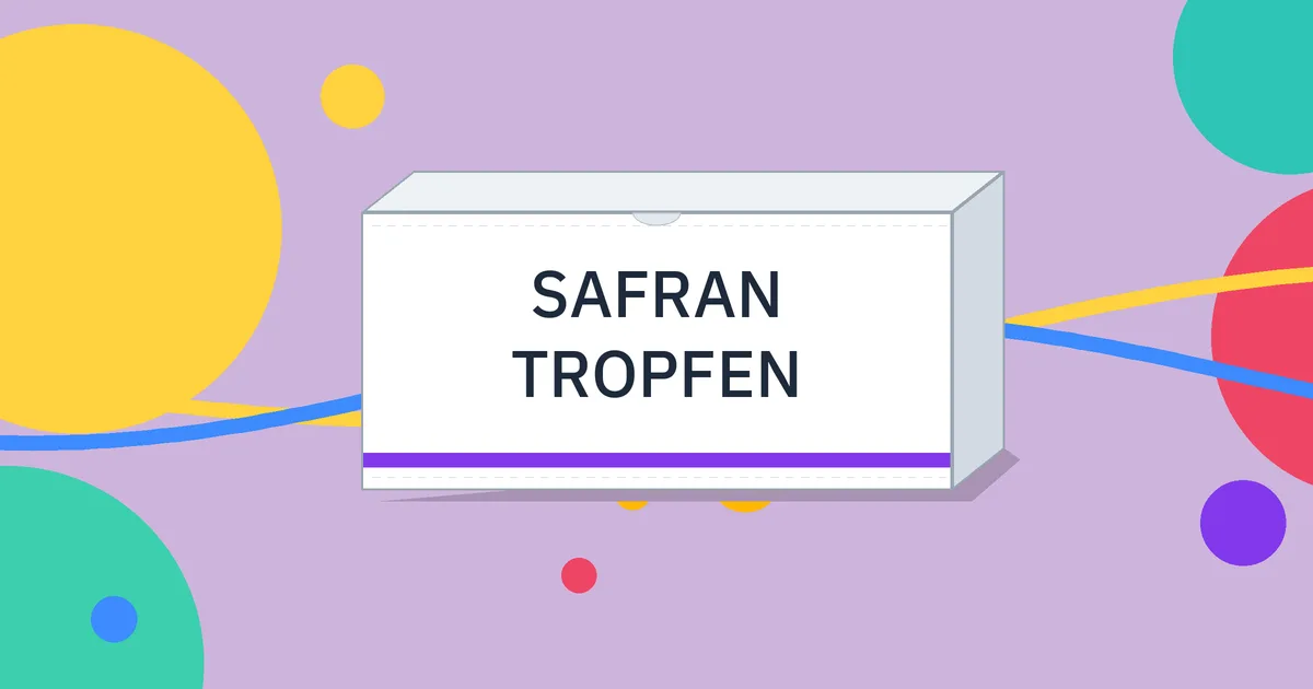 Symbolbild: Packung mit der Aufschrift SAFRAN TROPFEN (PZN 15230349) – Verfügbarkeit und Bezug in Apotheken in Frankfurt am Main