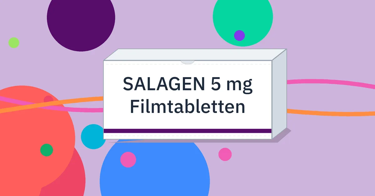 Symbolbild: Packung mit der Aufschrift SALAGEN 5 mg Filmtabletten (PZN 11533260) – Verfügbarkeit und Bezug in Apotheken in Frankfurt am Main