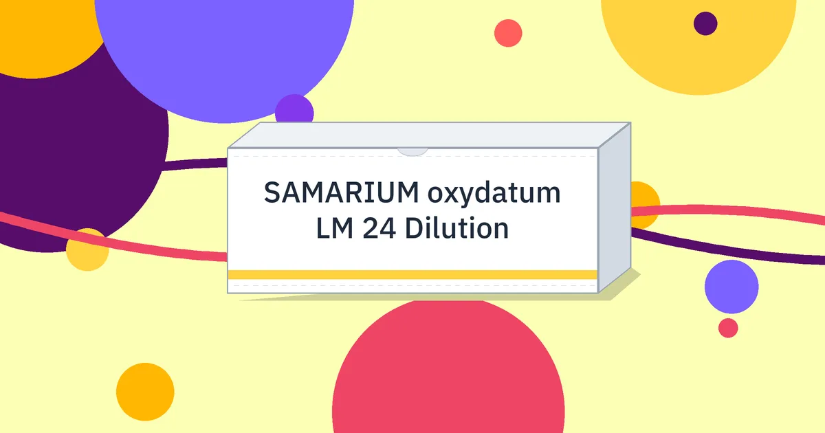 Symbolbild: Packung mit der Aufschrift SAMARIUM oxydatum LM 24 Dilution (PZN 13682900) – Verfügbarkeit und Bezug in Apotheken in Frankfurt am Main