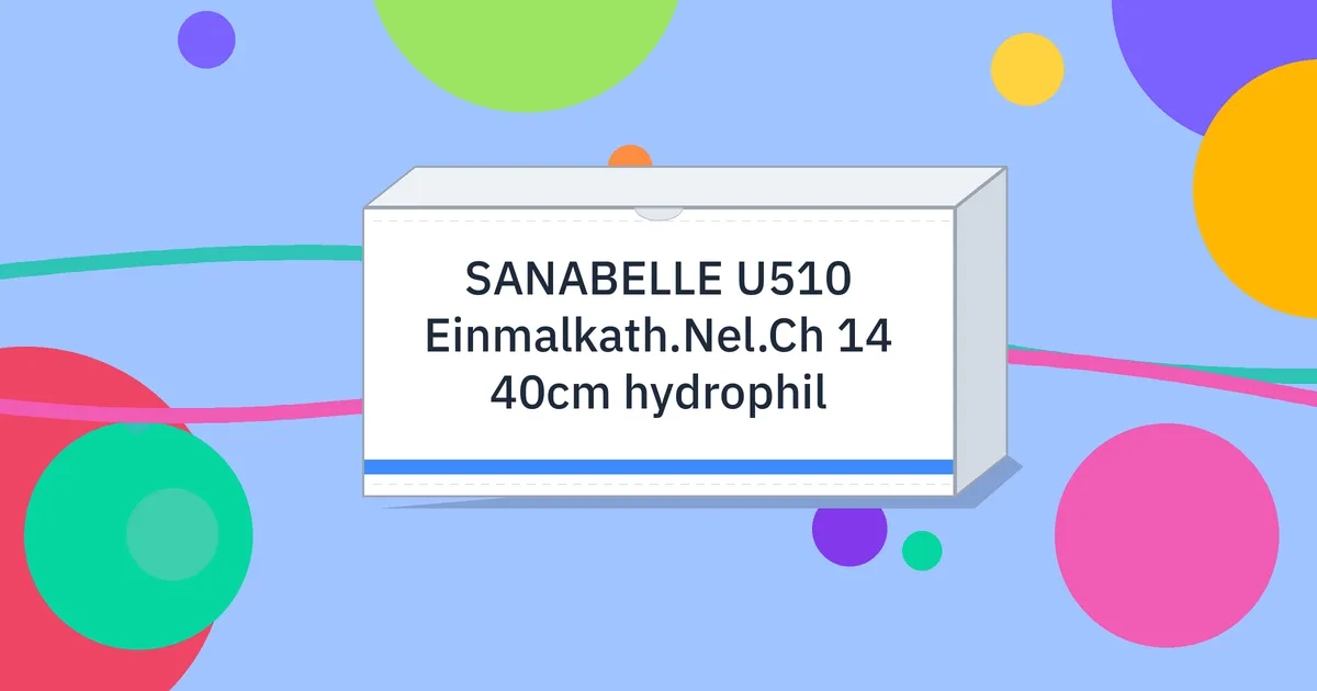 Symbolbild: Packung mit der Aufschrift SANABELLE U510 Einmalkath.Nel.Ch 14 40cm hydrophil (PZN 13723562) – Verfügbarkeit und Bezug in Apotheken in Frankfurt am Main
