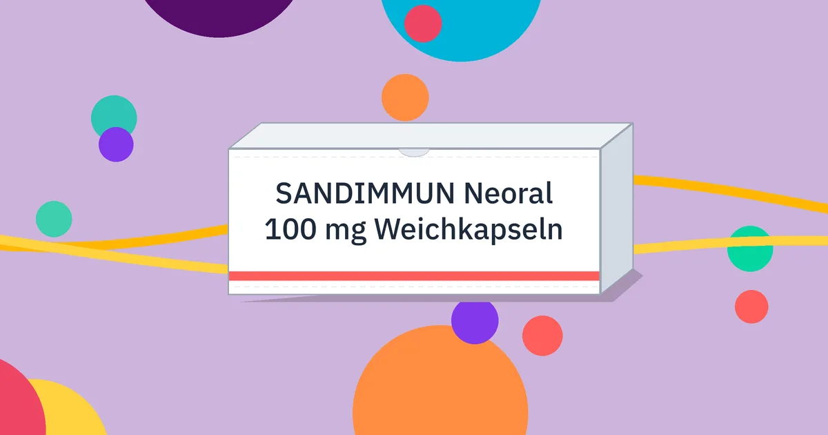 Symbolbild: Packung mit der Aufschrift SANDIMMUN Neoral 100 mg Weichkapseln (PZN 04781164) – Verfügbarkeit und Bezug in Apotheken in Frankfurt am Main