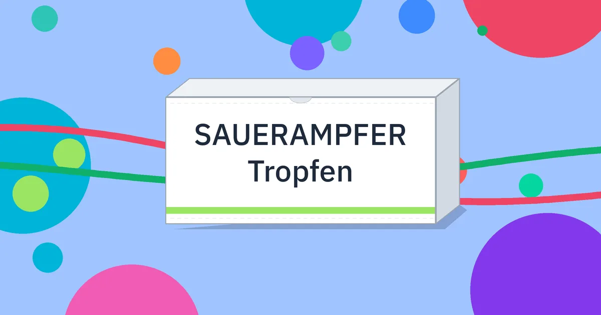 Symbolbild: Packung mit der Aufschrift SAUERAMPFER Tropfen (PZN 19142033) – Verfügbarkeit und Bezug in Apotheken in Frankfurt am Main
