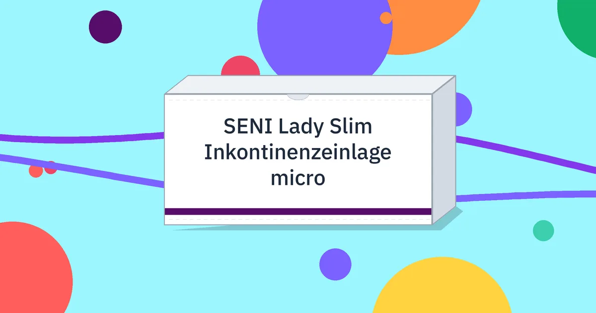 Symbolbild: Packung mit der Aufschrift SENI Lady Slim Inkontinenzeinlage micro (PZN 16916959) – Verfügbarkeit und Bezug in Apotheken in Frankfurt am Main