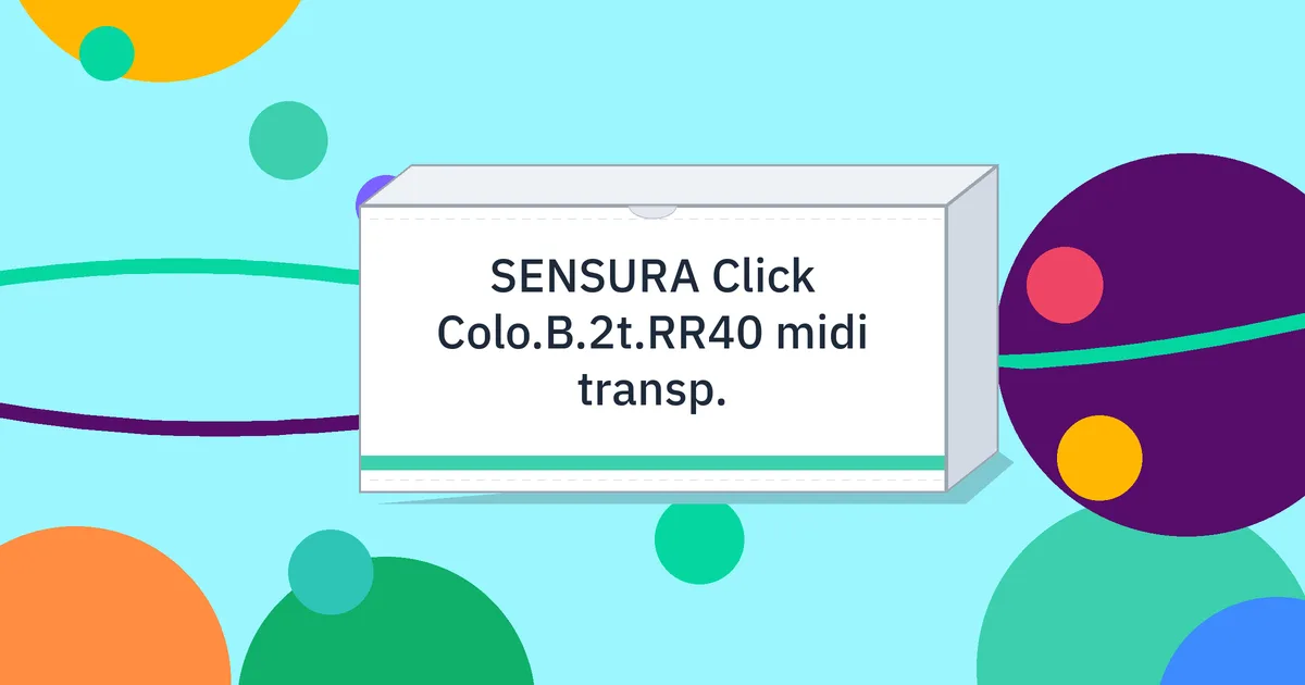 Symbolbild: Packung mit der Aufschrift SENSURA Click Colo.B.2t.RR40 midi transp. (PZN 03038049) – Verfügbarkeit und Bezug in Apotheken in Frankfurt am Main