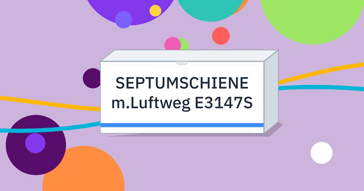 Symbolbild: Packung mit der Aufschrift SEPTUMSCHIENE m.Luftweg E3147S (PZN 19513512) – Verfügbarkeit und Bezug in Apotheken in Frankfurt am Main