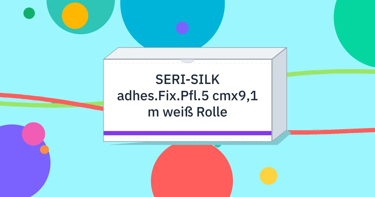 Symbolbild: Packung mit der Aufschrift SERI-SILK adhes.Fix.Pfl.5 cmx9,1 m weiß Rolle (PZN 20845863) – Verfügbarkeit und Bezug in Apotheken in Frankfurt am Main